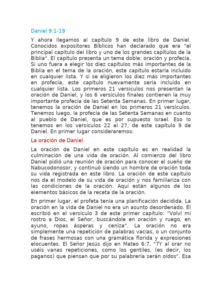 Oración y Profecía en Daniel 9 | PDF | Daniel (figura bíblica) | Oración
