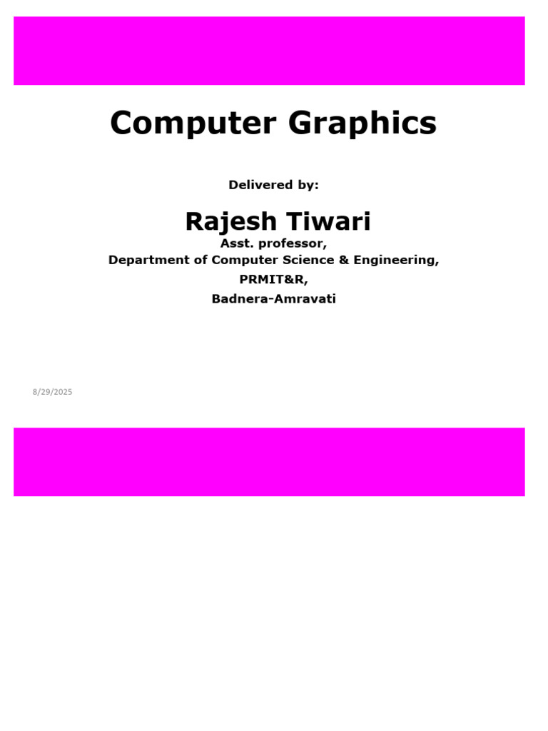 7KS02 Unit I - Introduction and Overview of Graphics System | PDF | Computer Graphics | 2 D ...
