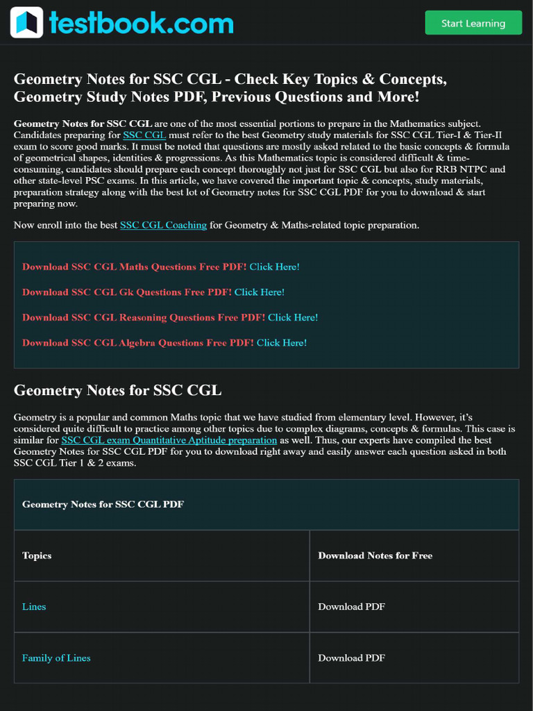 Geometry Notes For SSC CGL - Check Key Topics & Concepts, Geometry ...