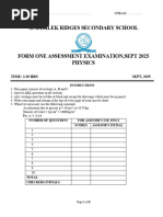 Tanzania Form One Physics Exam 2025 | PDF | Buoyancy | Density