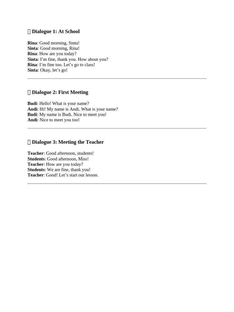 Dialog English Greeting 1 | PDF