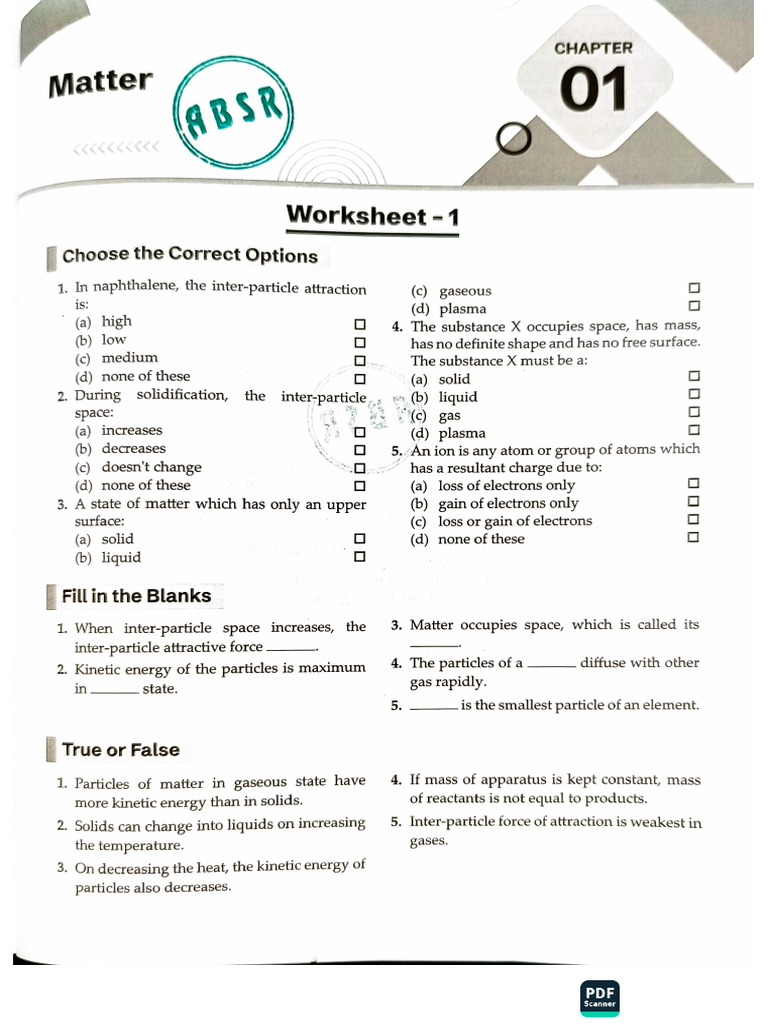 VIII TABLET Chem (Matter Worksheet 1&2) | PDF