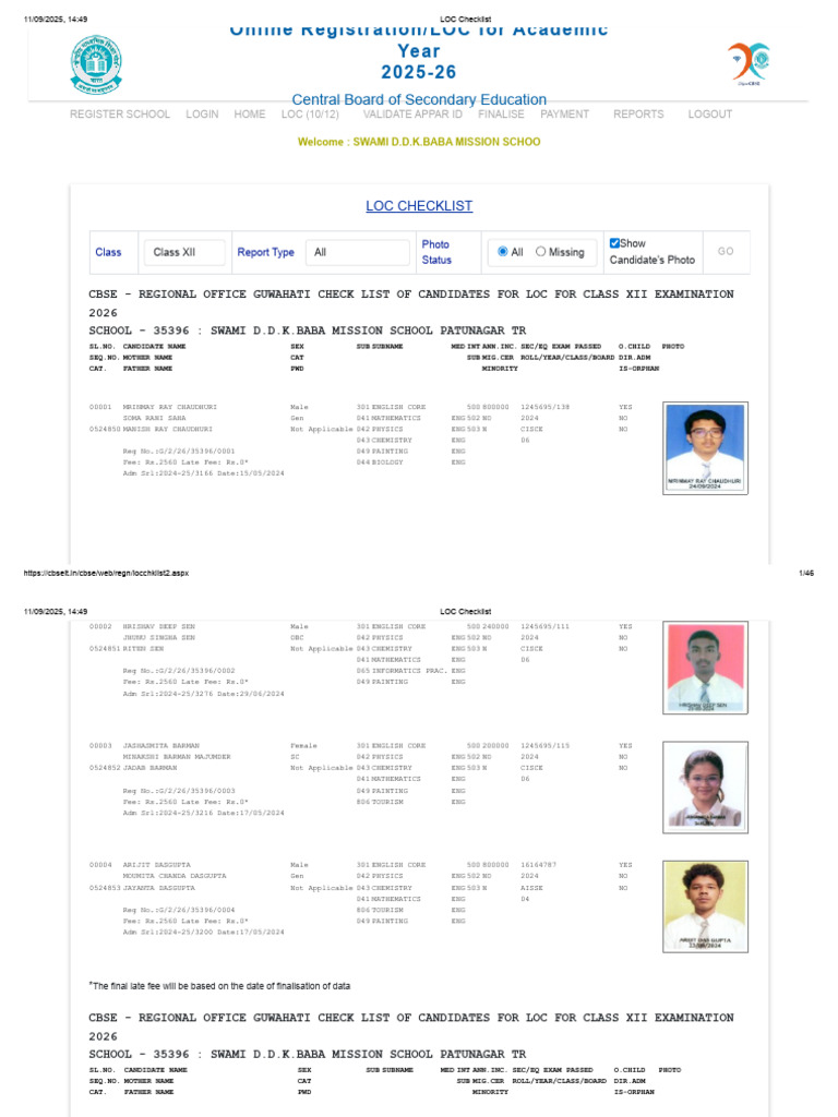 Loc Checklist Class 12-11-09 2025 | PDF | Schools | Vocational Education