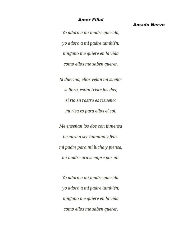 Poema "Amor Filial" de Amado Nervo | PDF