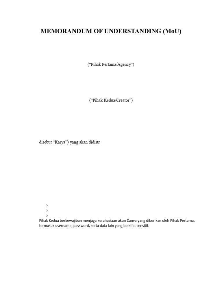Memorandum of Understanding Creator Canva | PDF