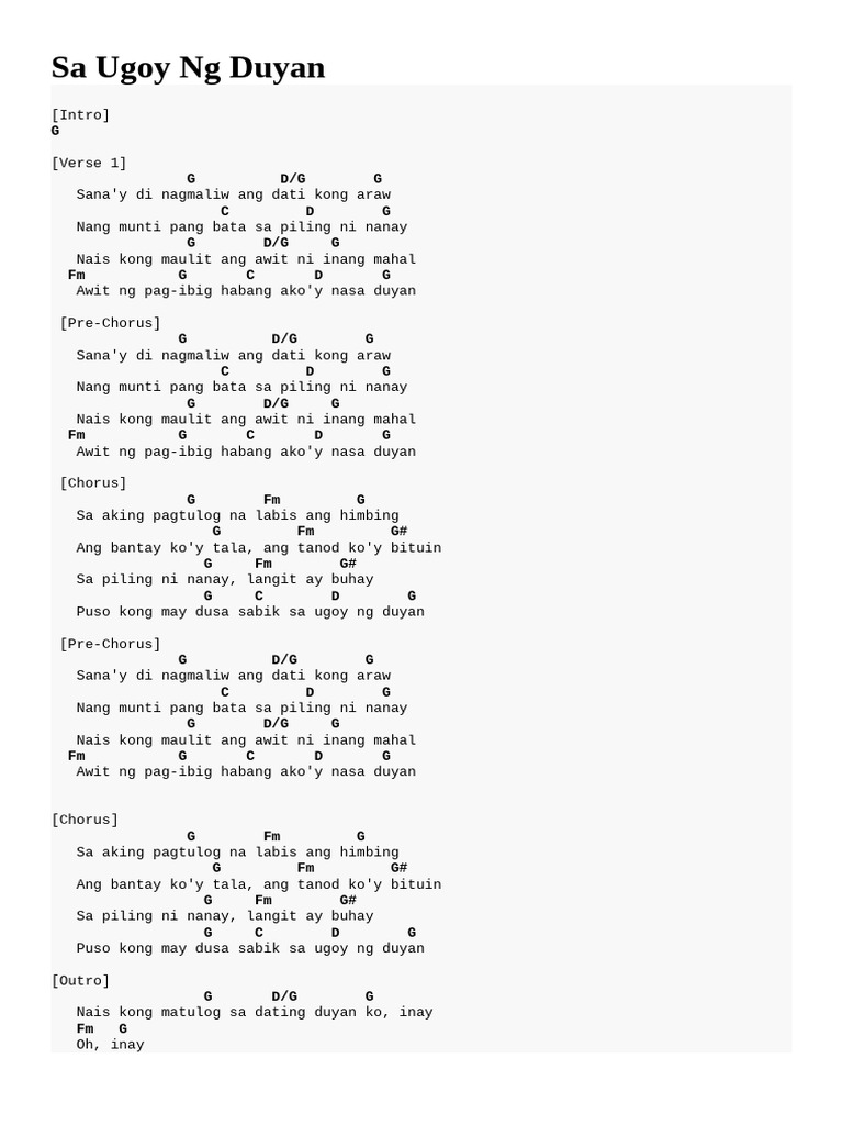 Sa Ugoy NG Duyan | PDF