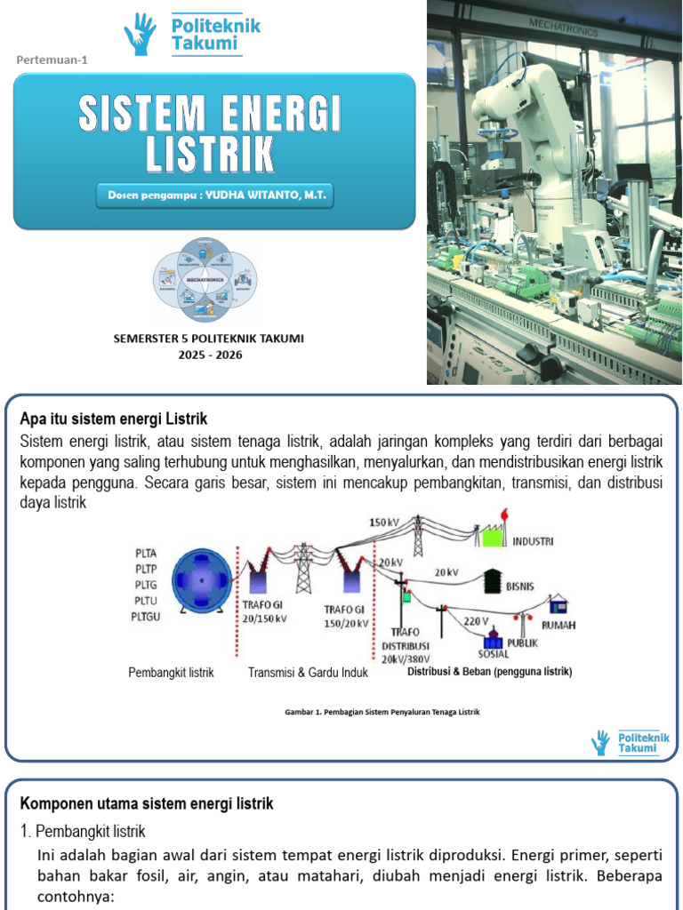 Komponen Utama Sistem Energi Listrik | PDF