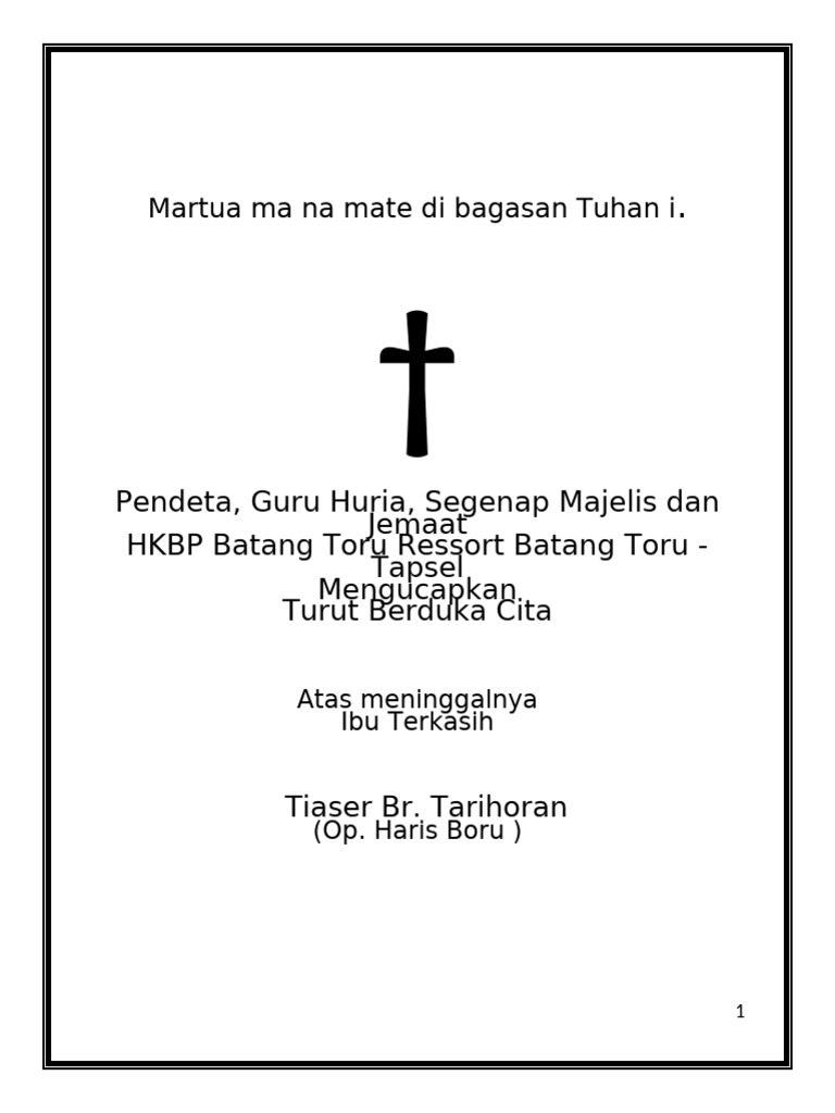 Khotbah Berduka untuk Tiaser Br. Tarihoran | PDF
