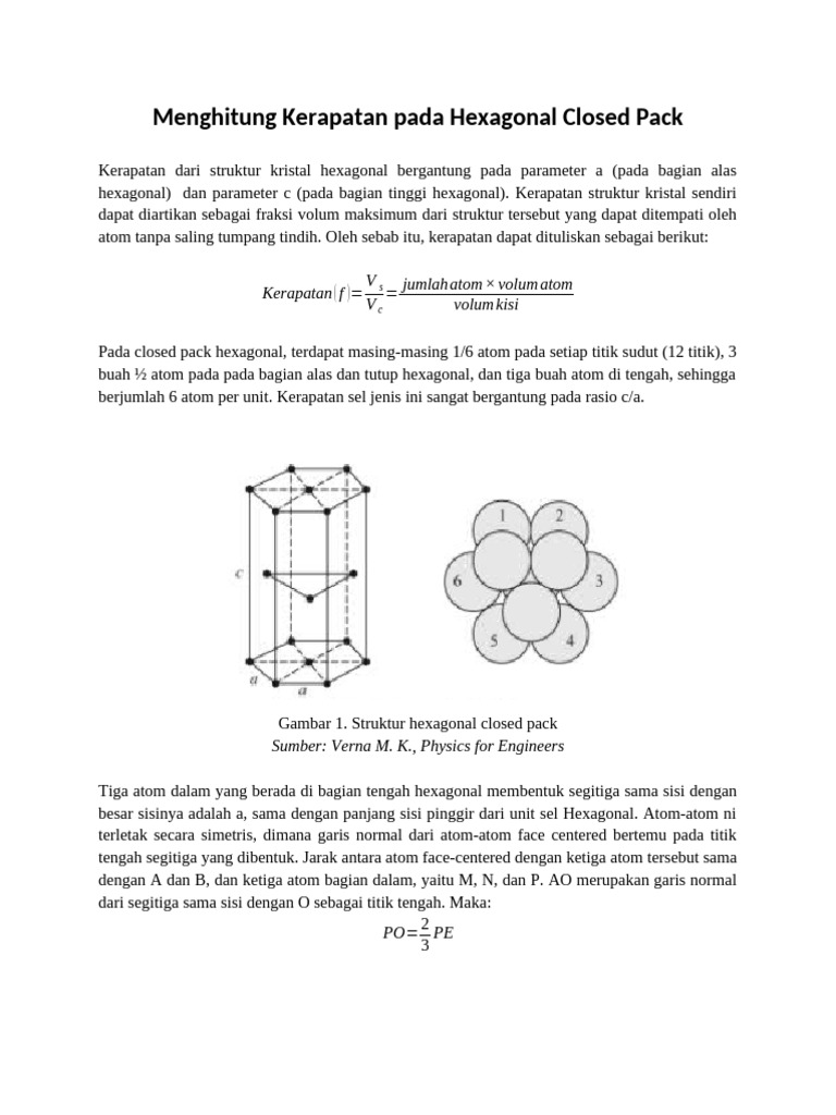 Kerapatan Struktur Hexagonal Closed Pack | PDF