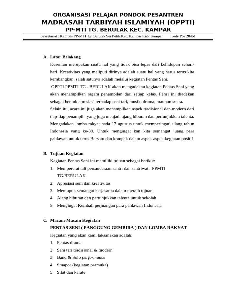 Proposal Pensi | PDF