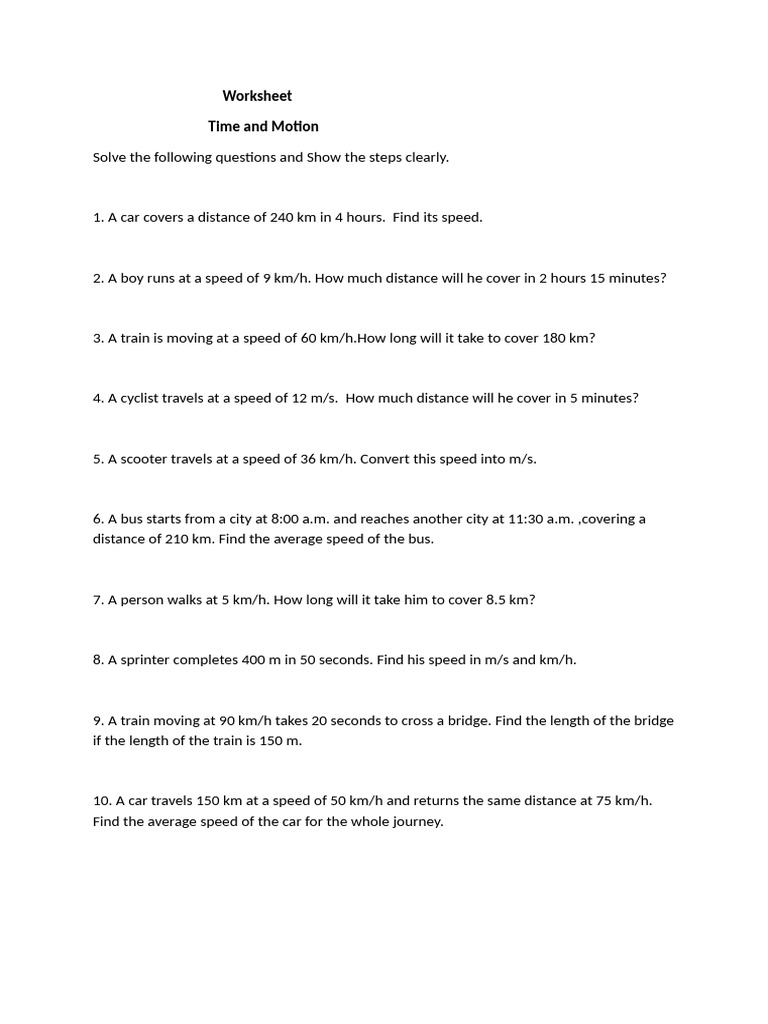 Class 7 Motion and Time Problems | PDF