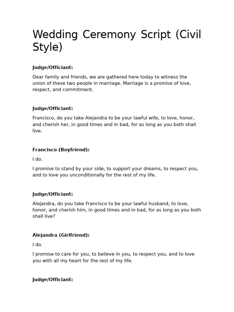 Civil Wedding Ceremony Script | PDF