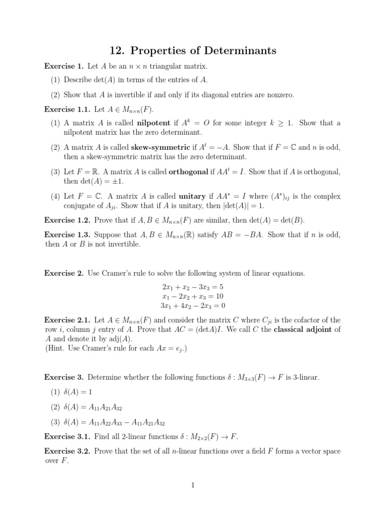 Properties of Determinants | PDF | Determinant | Matrix (Mathematics)