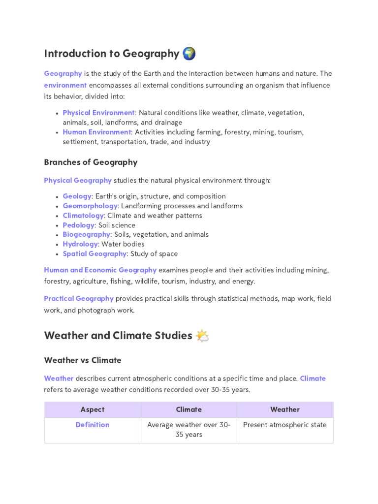 Form 1 Geography Notes New Curr Online Only | PDF | Agriculture | Map