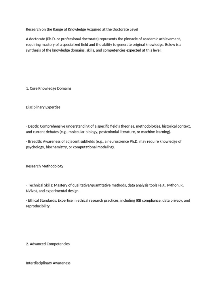 Research On The Range of Knowledge For Doctorate Degree Holders | PDF ...