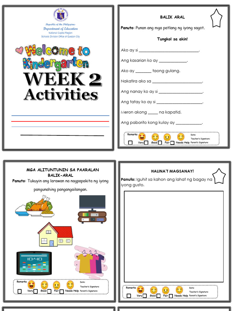 Kinder Quarter 1 Week 2 Worksheets | PDF