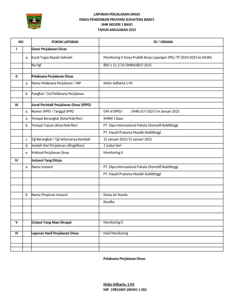 Laporan Perjalanan PKL NS Monitoring II | PDF