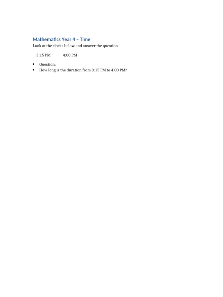 Time Duration Clock Question | PDF