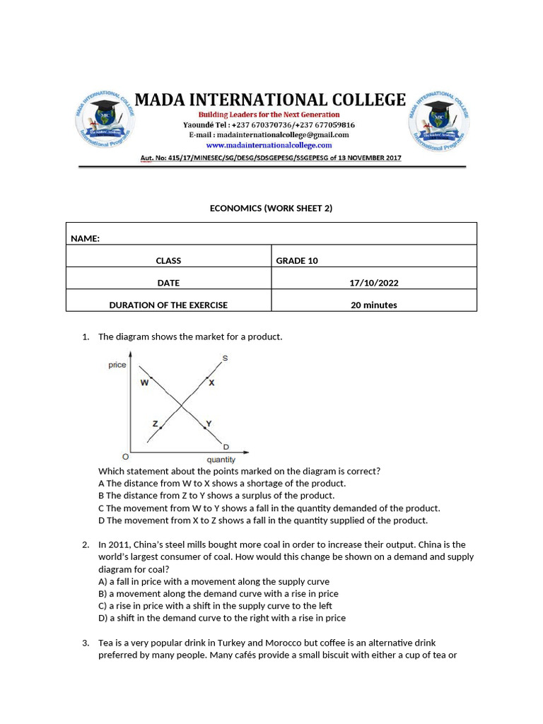 Grade 10 Worksheet1 For Oct | PDF