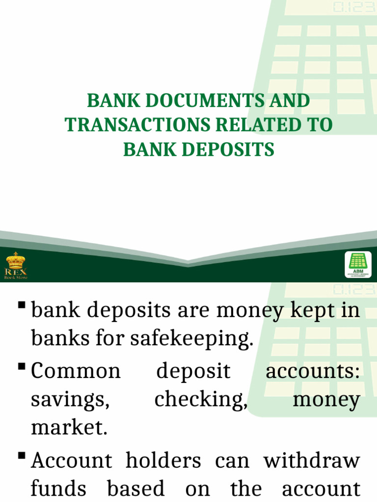 Bank Documents and Transactions Related To Bank Deposits | PDF | Cheque ...