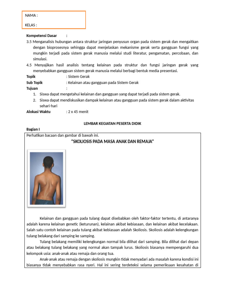 Lkpd Kelainan Sistem Gerak | PDF