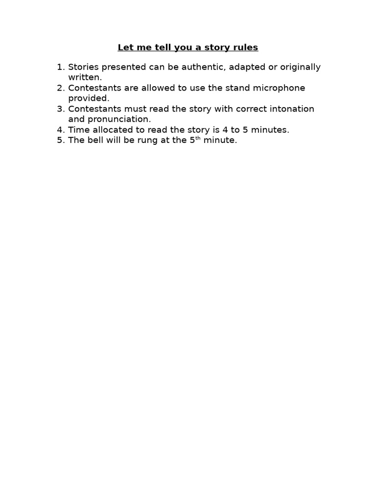 Let Me Tell You A Story Rules | PDF