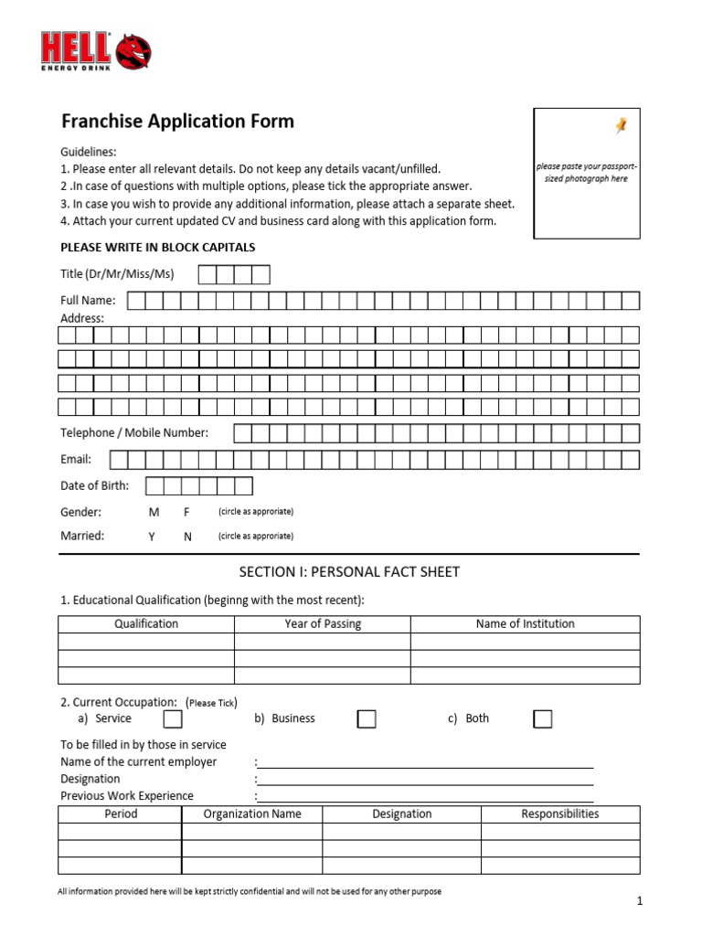 Franchise Application Form Guidelines | PDF