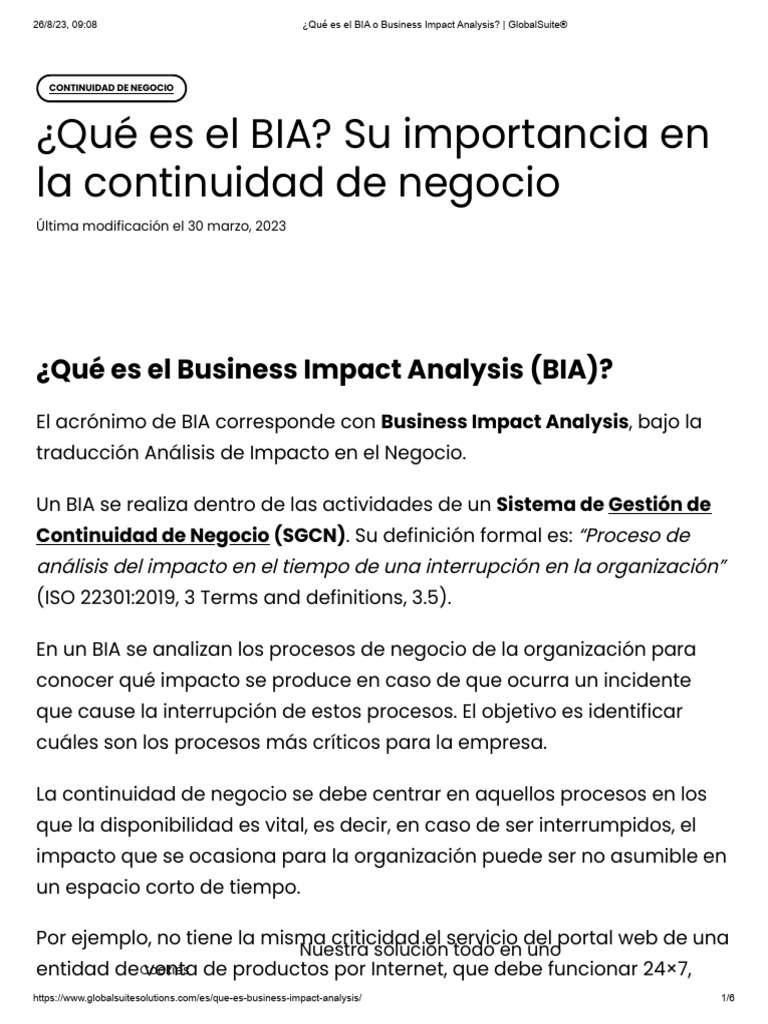 Qué es el BIA y su impacto empresarial | PDF | Software | Informática
