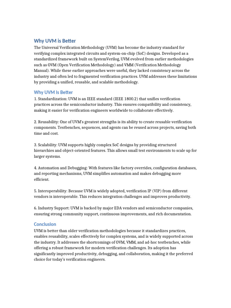 Benefits of Universal Verification Methodology | PDF