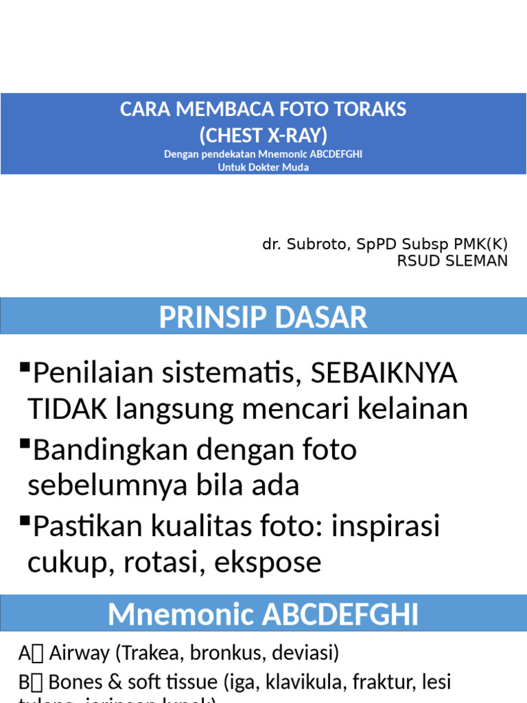 39-Cara Membaca Rontgen Thorax - Subroto - RSUD Sleman | PDF