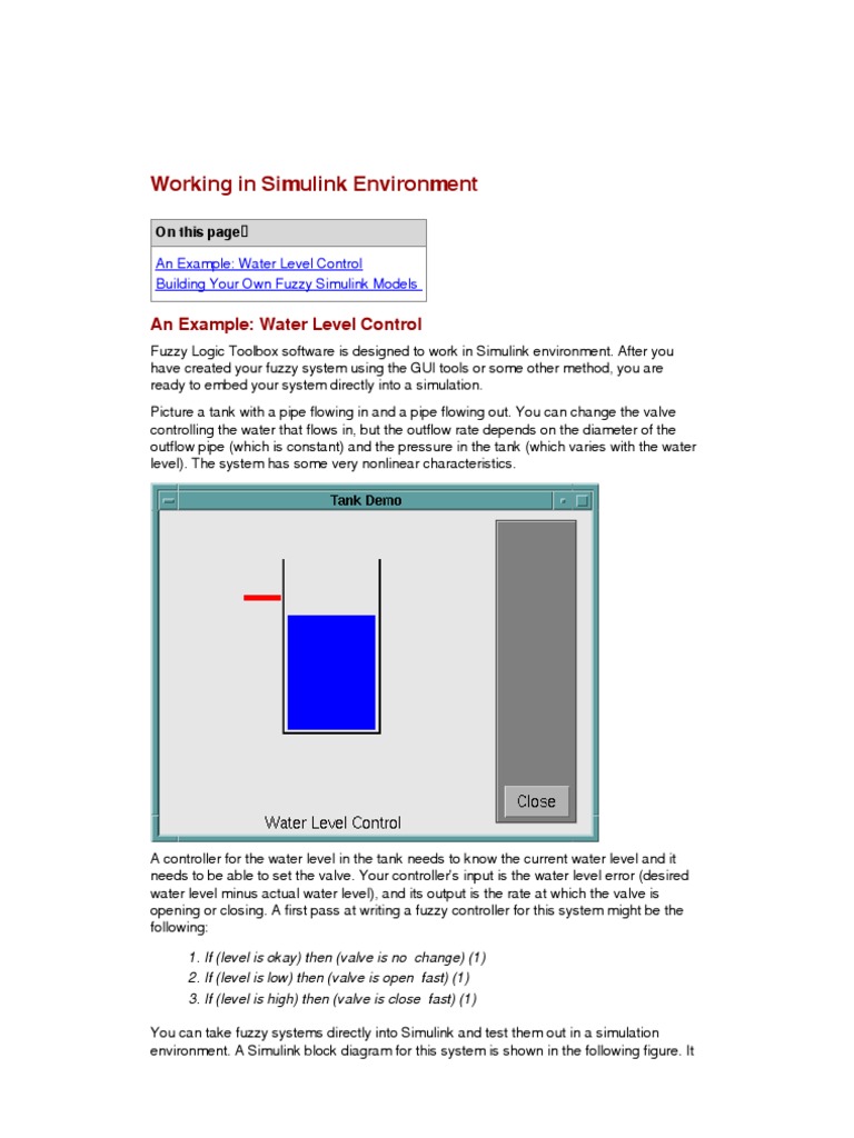 Help Working In Simulink Environment Tutorial Fuzzy Logic