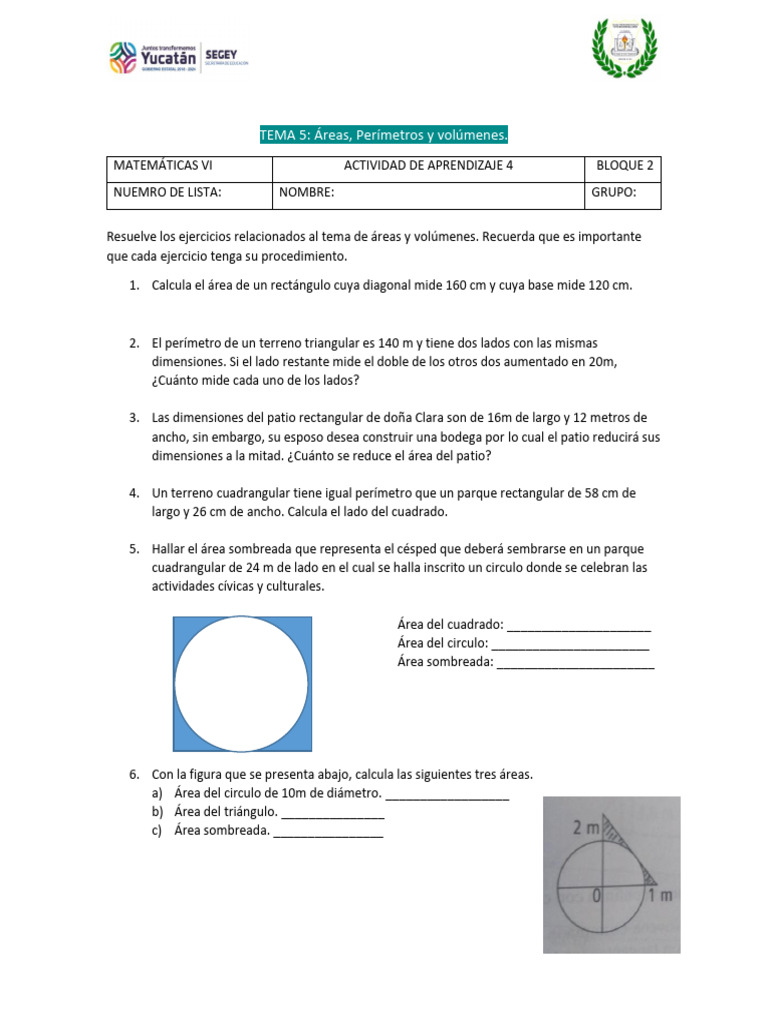 Ada 4 Areas y Perimetros. | PDF | Triángulo | Rectángulo