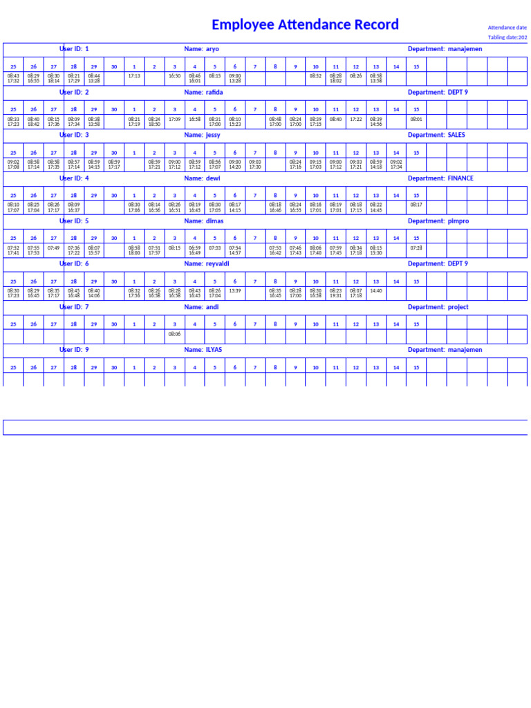 1 - (June) Employee Attendance Record | PDF
