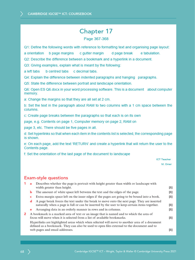 IGCSE ICT Exam Questions and Formatting Guide | PDF | Paragraph | Hyperlink