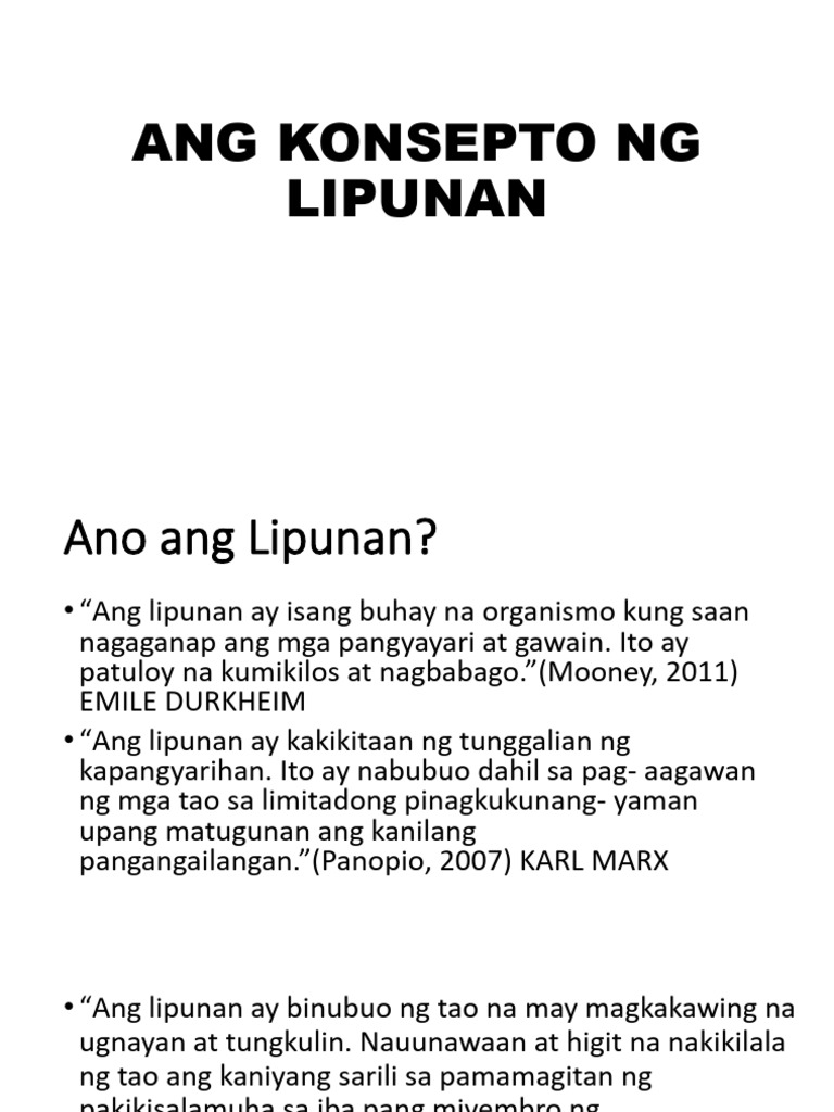 Ang Konsepto NG Lipunan | PDF