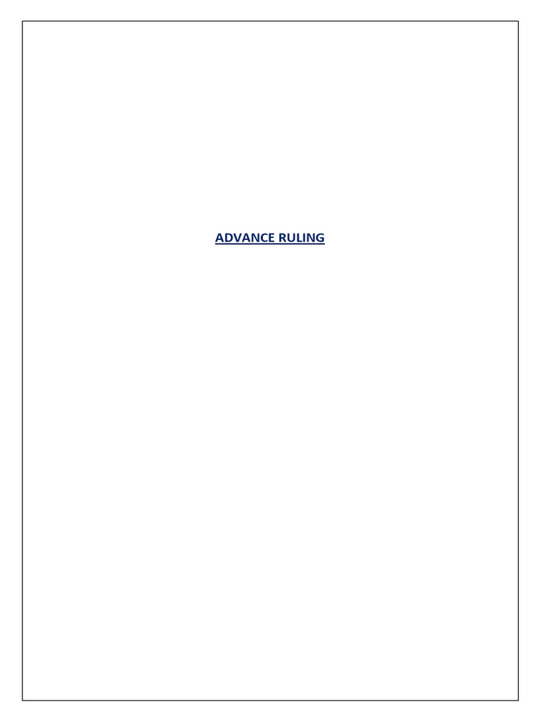 Advance Ruling | PDF