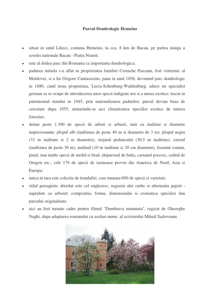 Parcul Dendrologic Hemeius | PDF