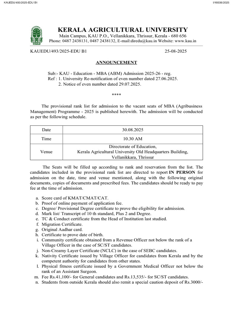 Announcement of ICAR | PDF