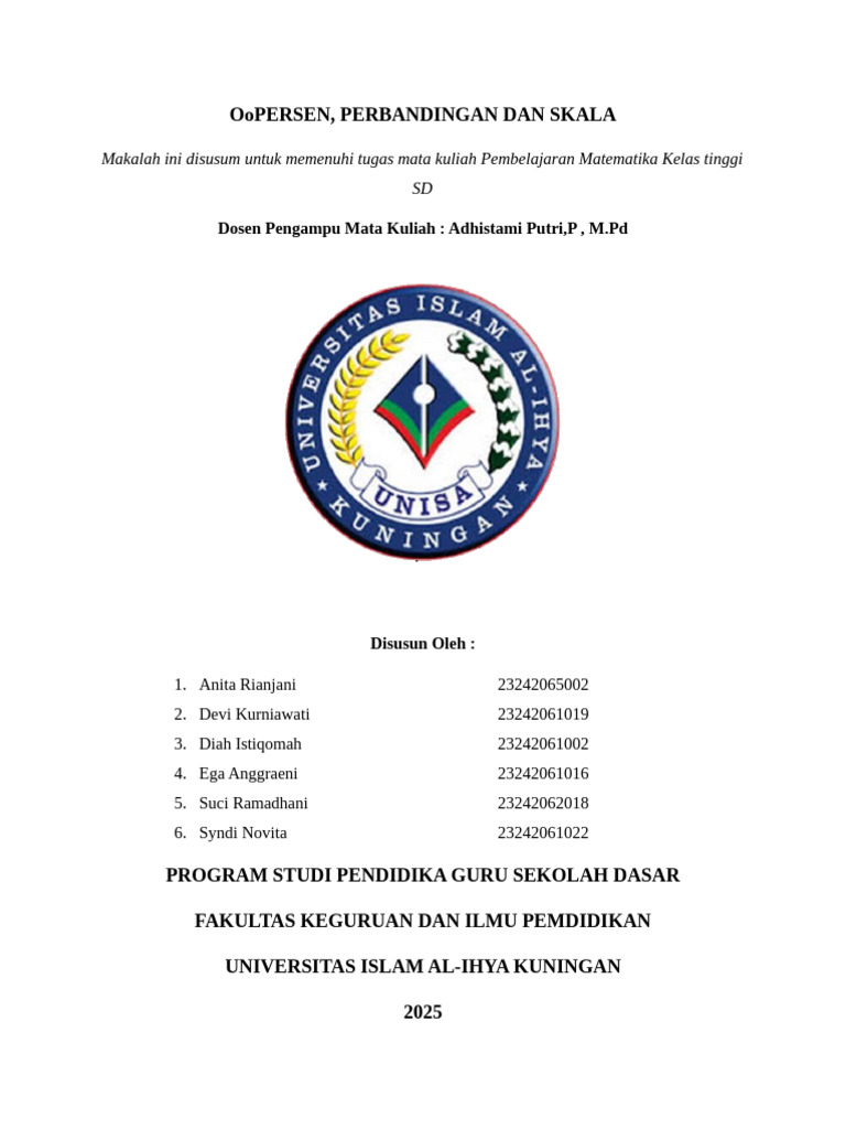 Persen, Perbandingan, Dan Skala | PDF