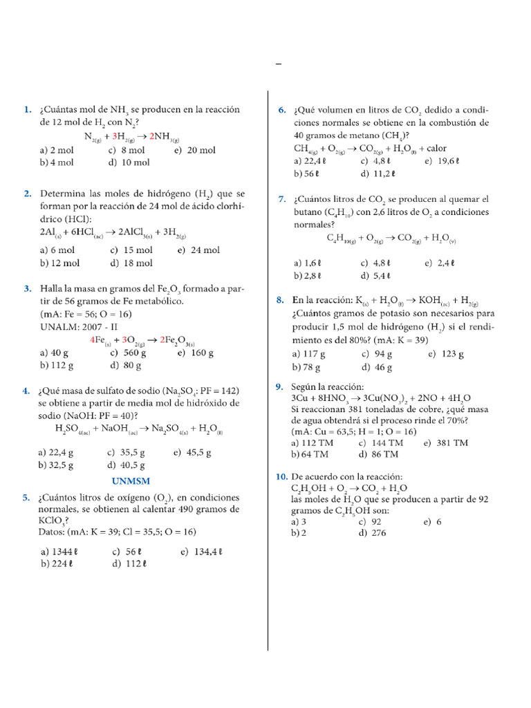 Balotario - Quimica-5to Sec | PDF
