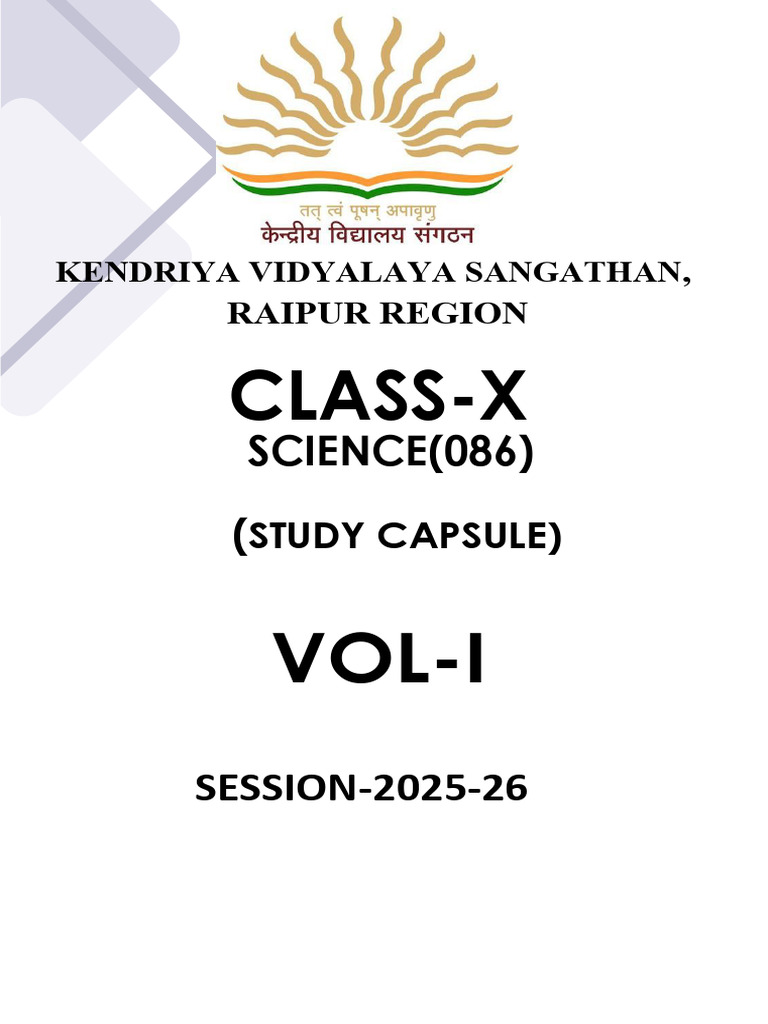 Class X Science Study Capsule 2025-26 | PDF | Redox | Metals