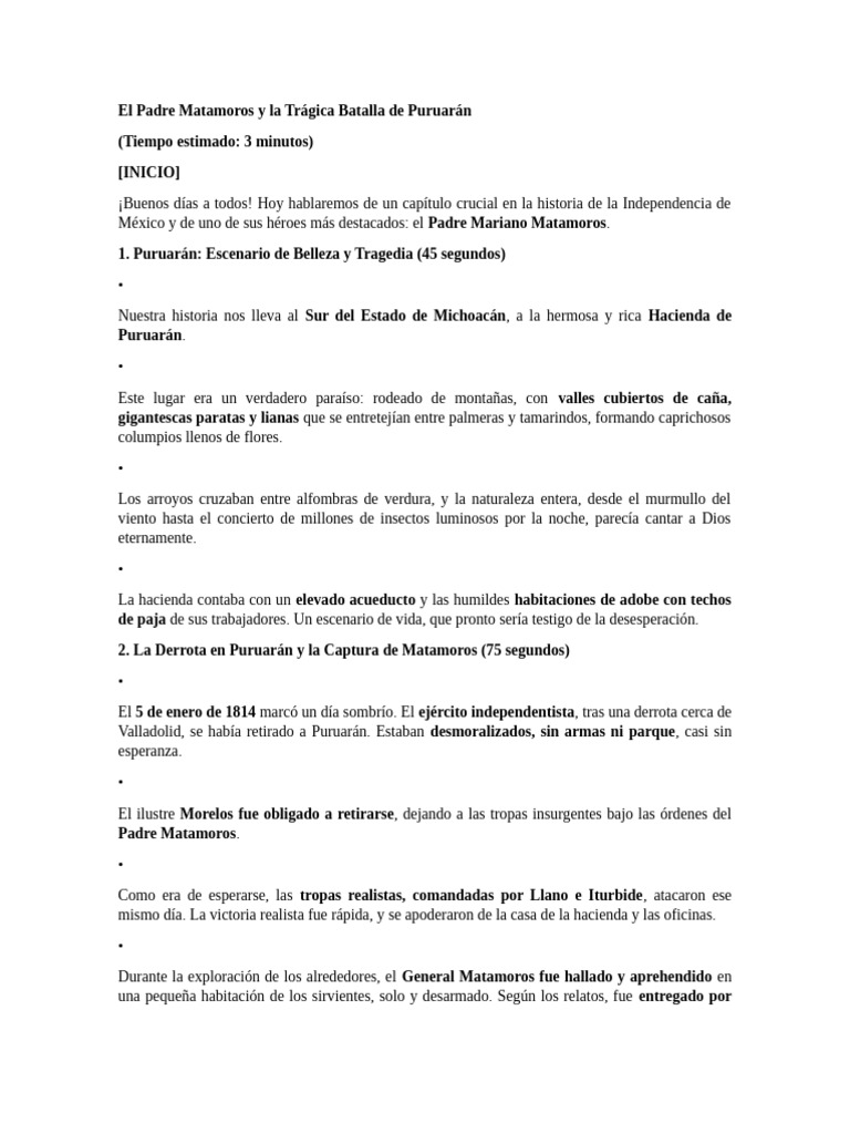 El Padre Matamoros y La Trágica Batalla de Puruarán TOMO 2 | PDF ...