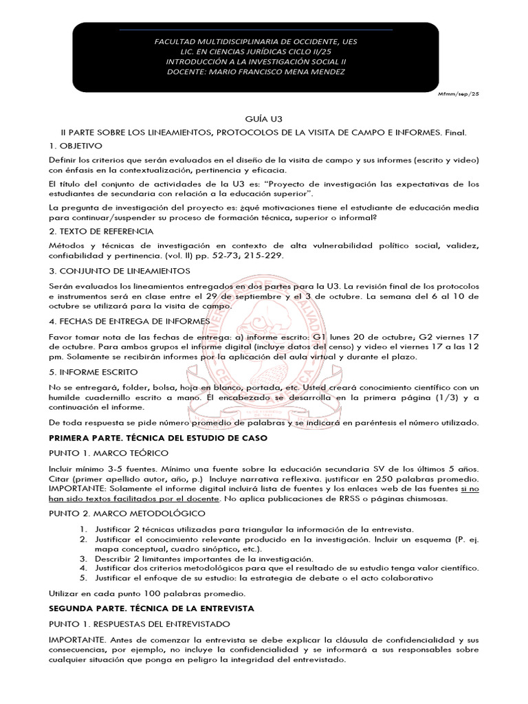 ISO II Guia U3 II Parte 17sep25 | PDF