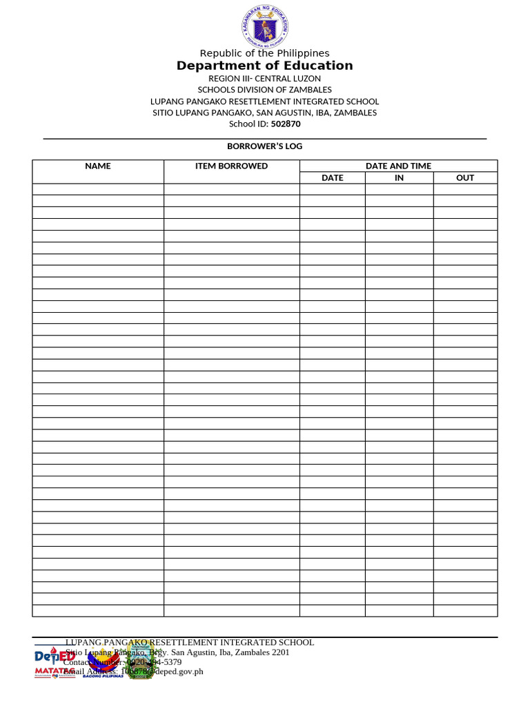 Borrowers Log | PDF