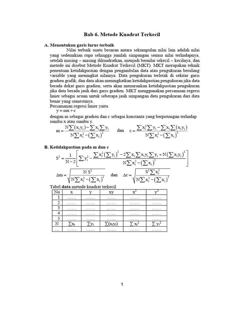 Bab 6 Metode Kuadrat Terkecil | PDF