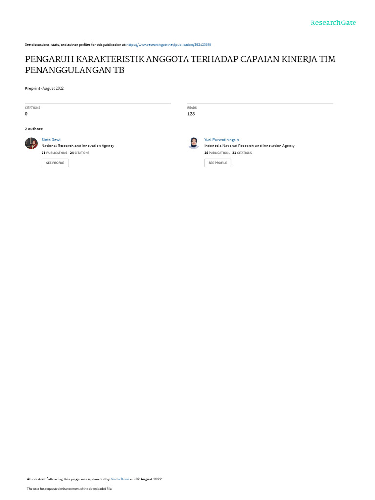 Pengaruh Karakteristik Anggota Tim TB | PDF