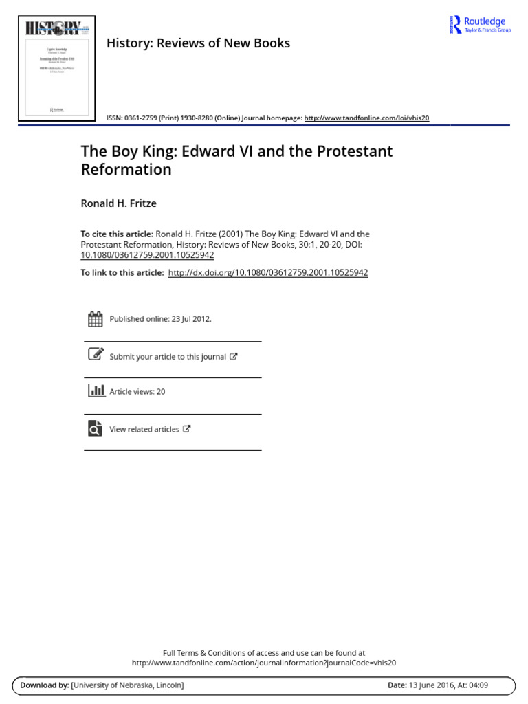 Edward VI and the Protestant Reformation | PDF | Protestantism ...