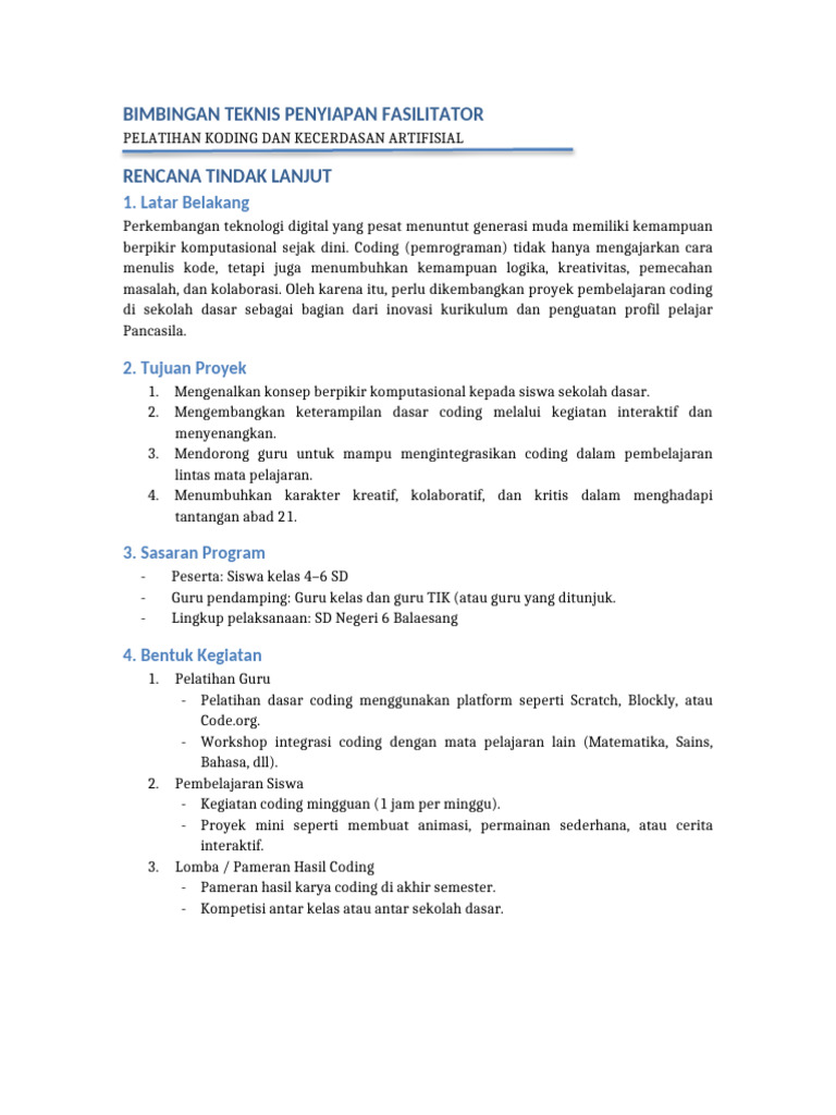 Laporan Pengembangan Proyek Coding SD | PDF