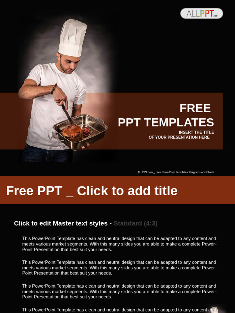 Chef Cook Holding Pan With Meat PowerPoint Templates Standard | PDF