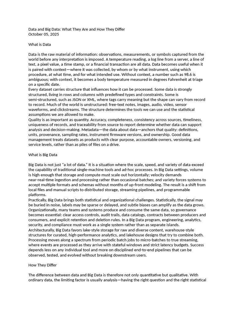 Data and Big Data Explained | PDF | Big Data | Data